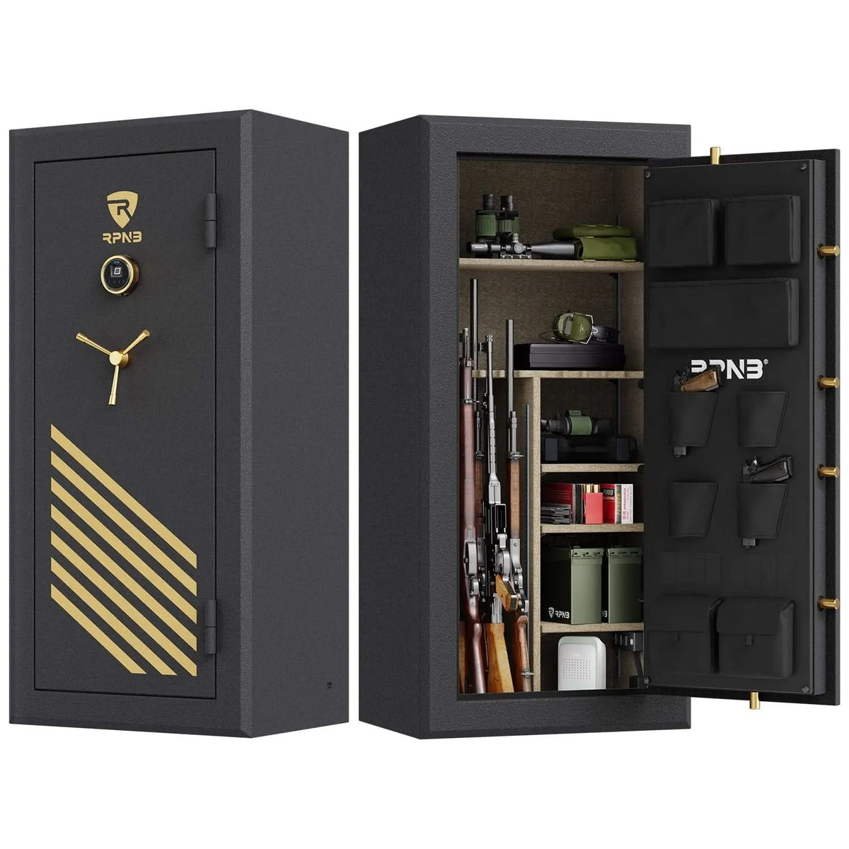 RPNB RPFS30-B | 30 Rifle Capacity Gun Safe, Biometric, Keypad, Black ...